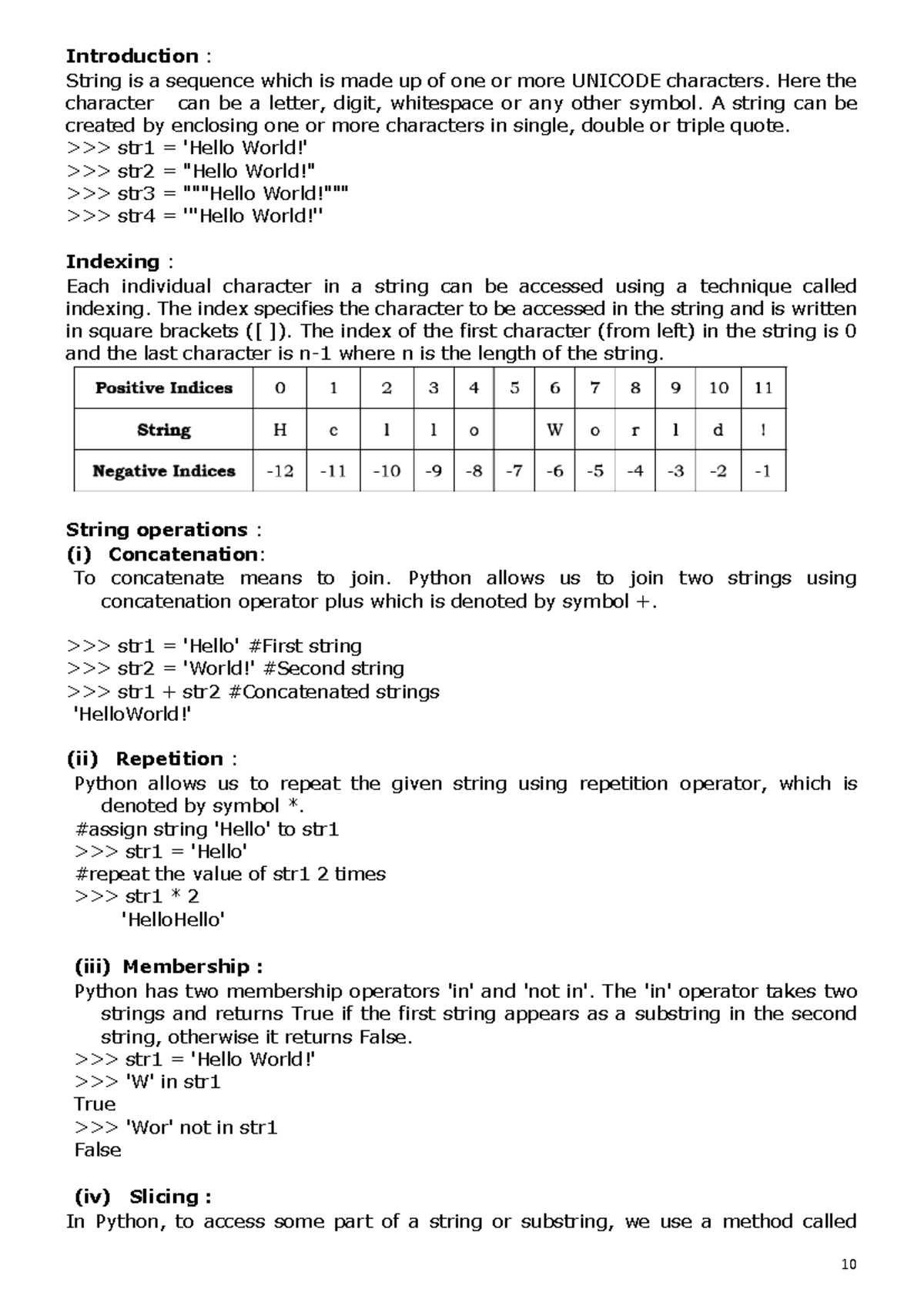 Strings CS notes - Introduction : String is a sequence which is made up ...
