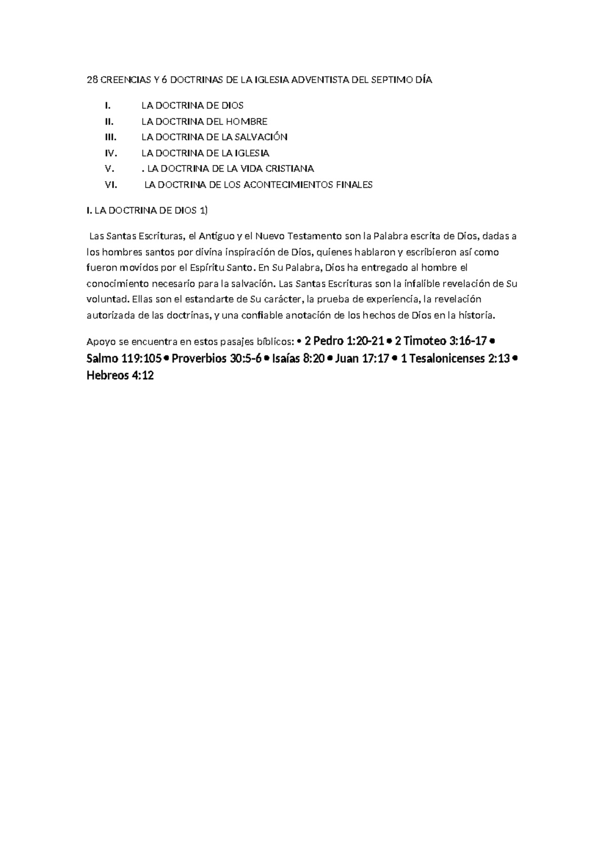 28 Creencias Y 6 Doctrinas DE LA Iglesia Adventista DEL Septimo DÍA - 28 CREENCIAS Y 6 DOCTRINAS ...
