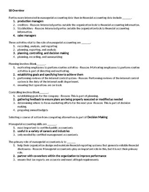 A304 Exam #3 Study Guide - Chapter 9 Learning Objectives 9-1, 9-3, 9-6 ...