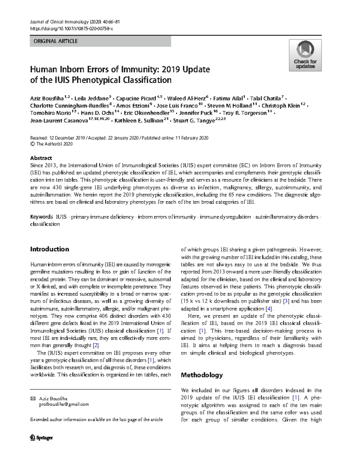 MLS 313 M5U5-Article Human Inborn Errors Of Immunity 201 - ORIGINAL ...