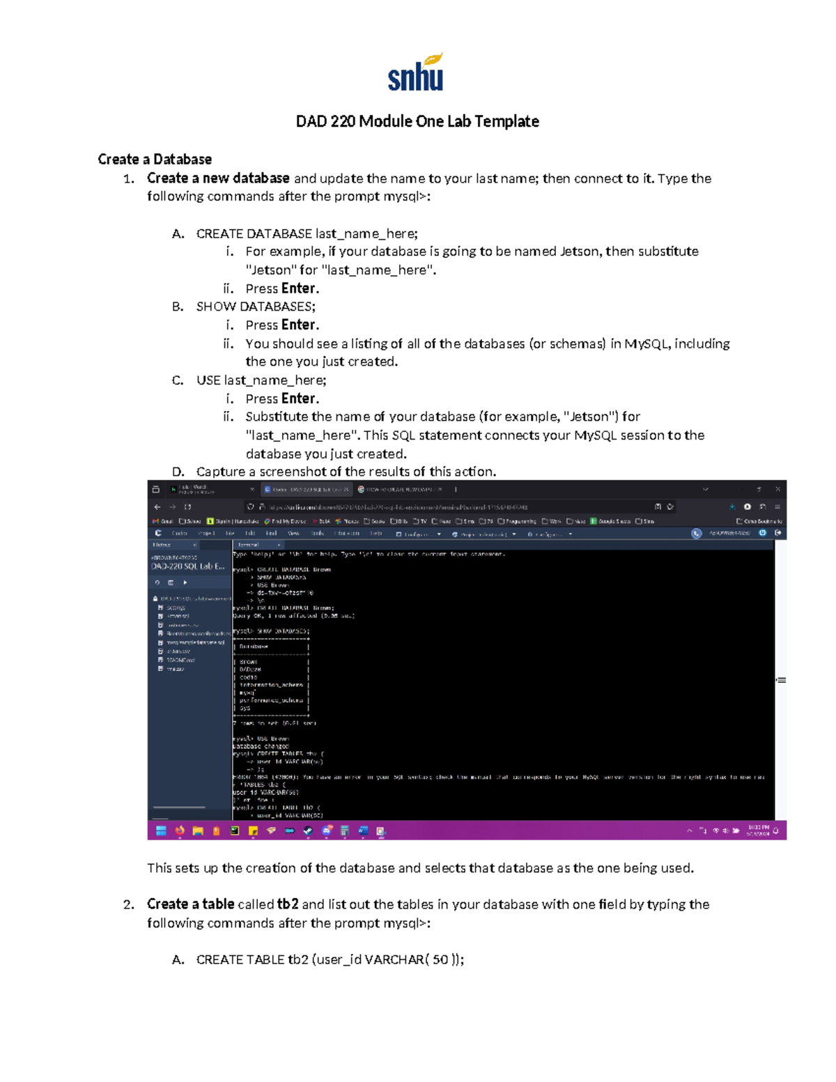 DAD-220 Module One Lab - DAD 220 Module One Lab Template Create a ...
