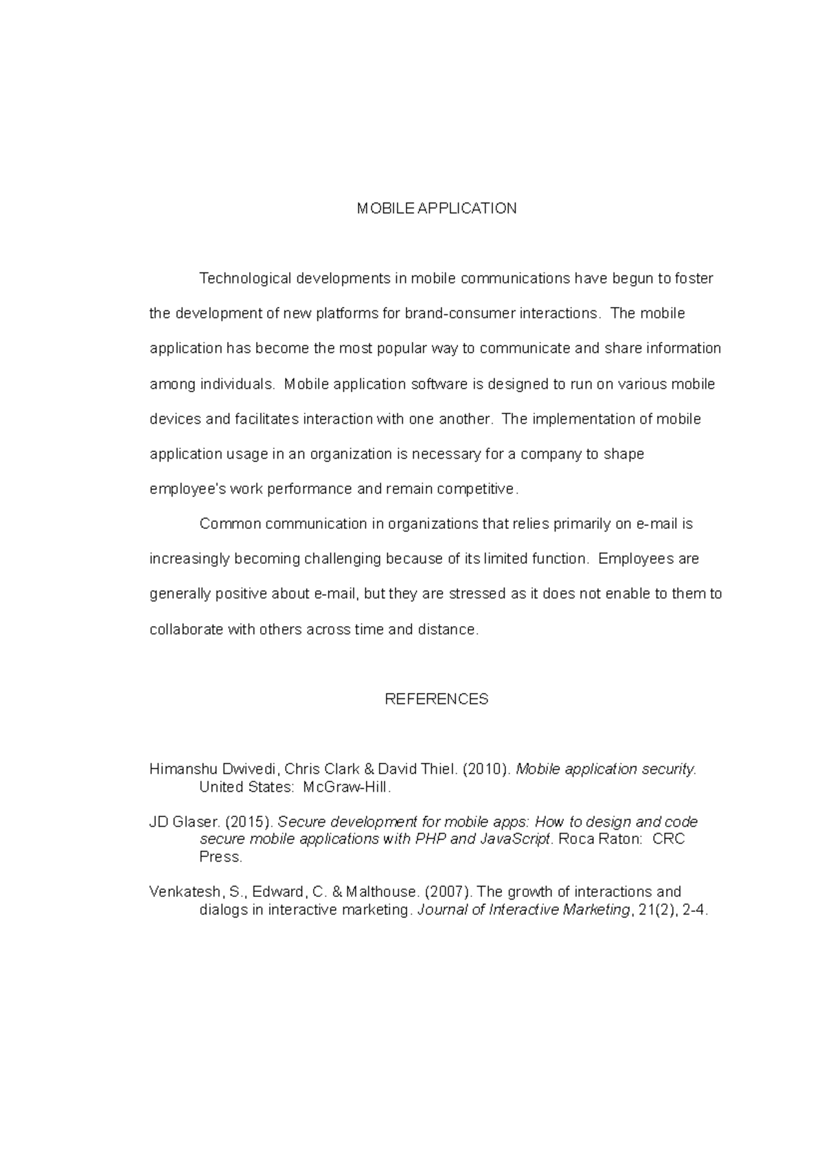 Report JOB6 2 - MOBILE APPLICATION Technological developments in mobile ...