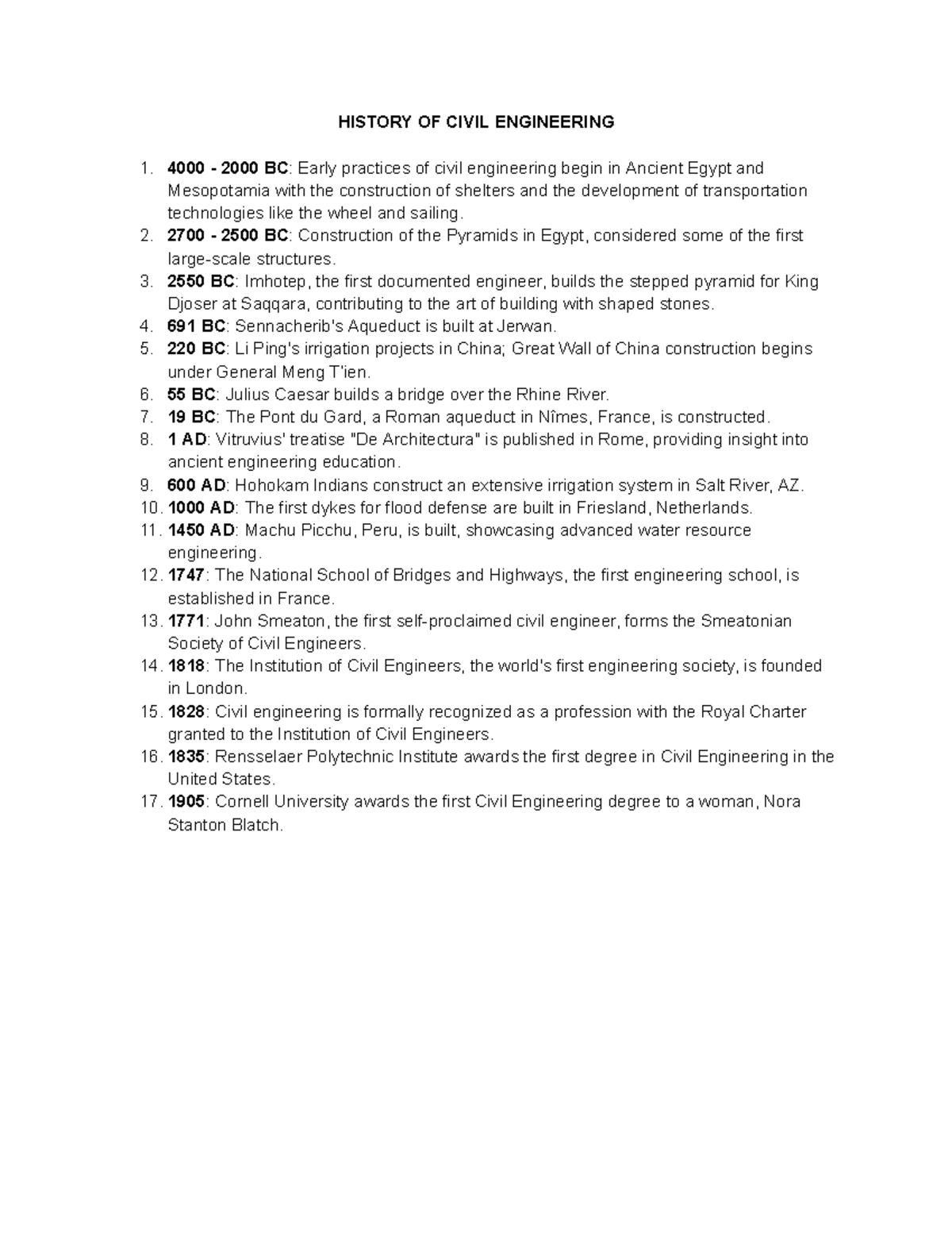 History OF Civil Engineering - HISTORY OF CIVIL ENGINEERING 4000 - 2000 ...