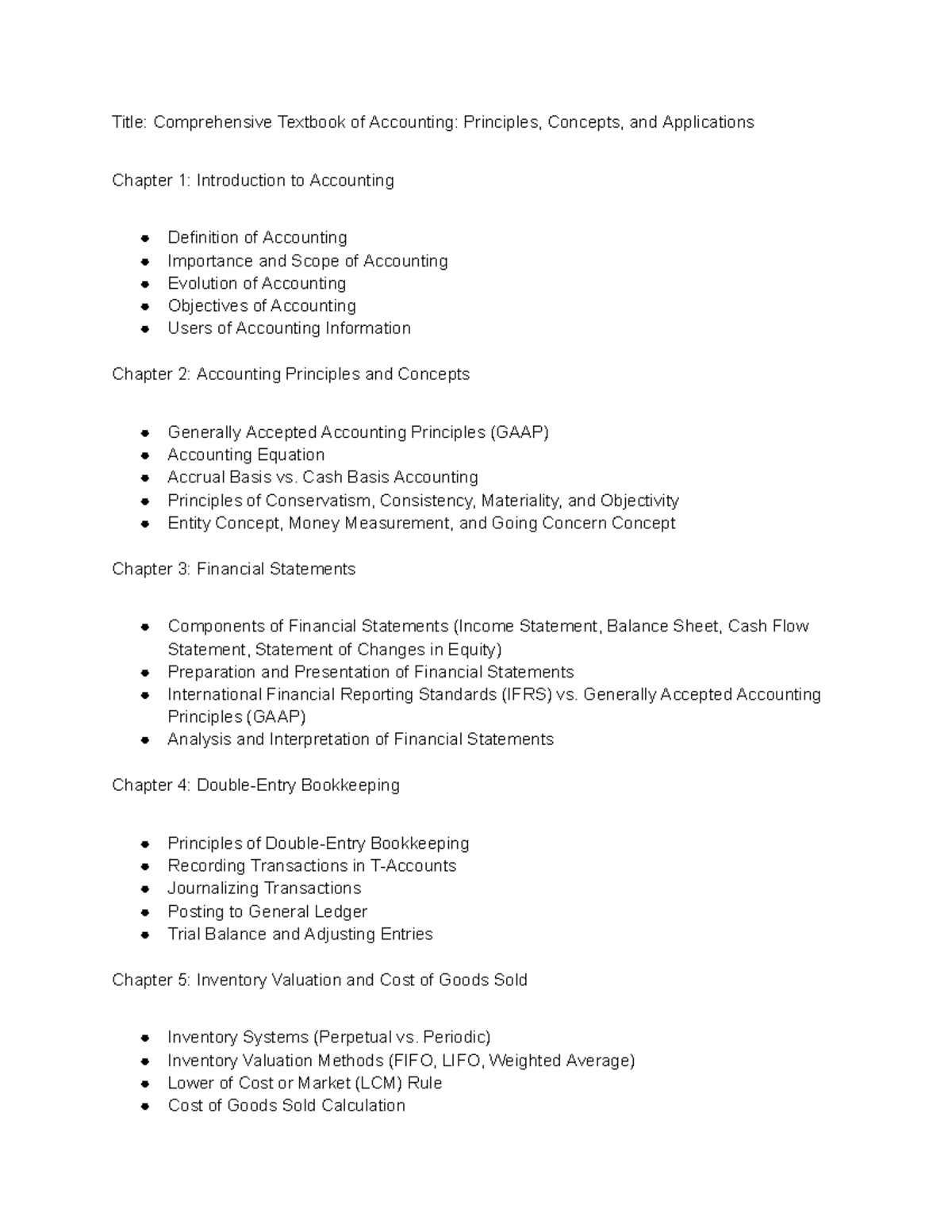 Title Comprehensive Textbook of Accounting Principles, Concepts, and ...