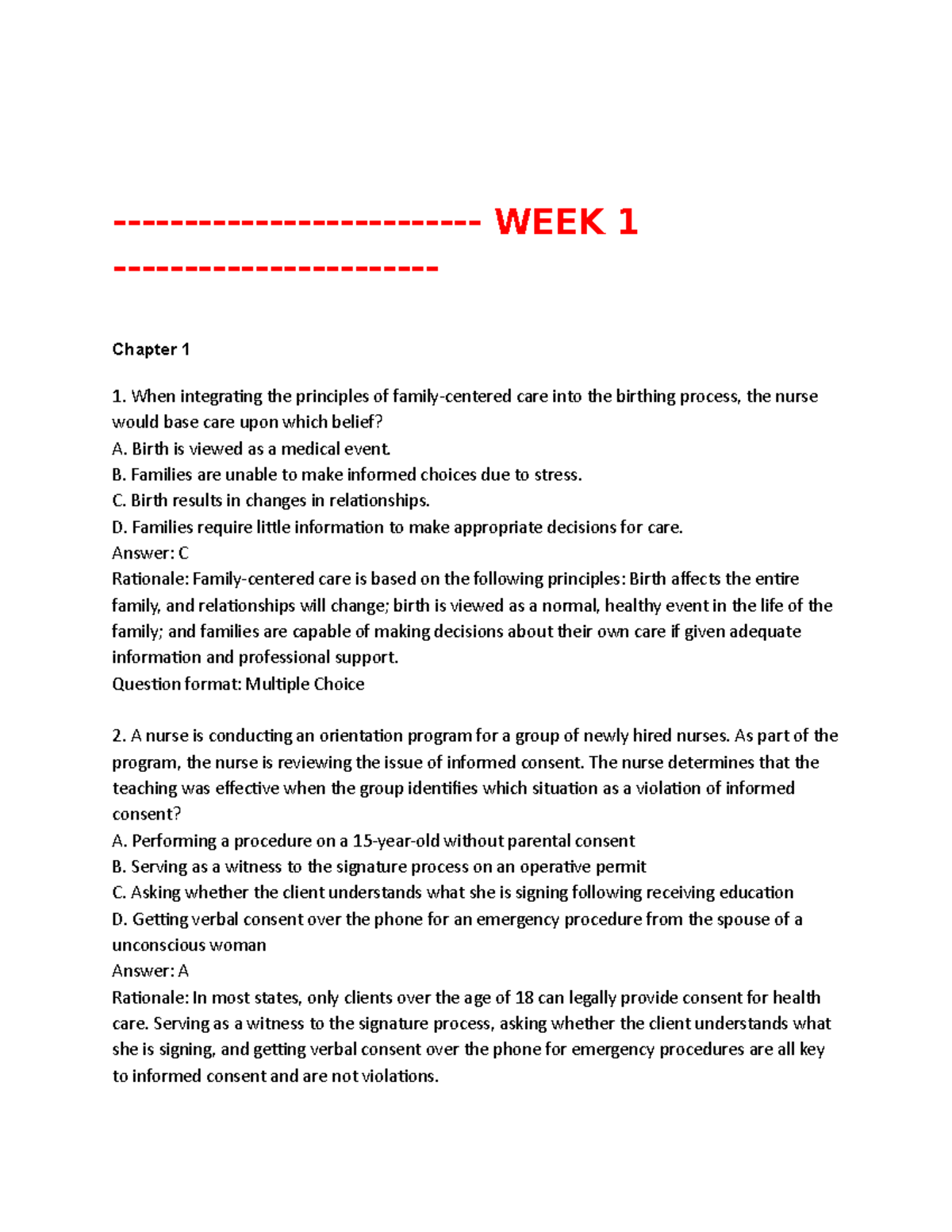 Final exam OB - Practice test questions for Labor/Delivery - N283 - StuDocu