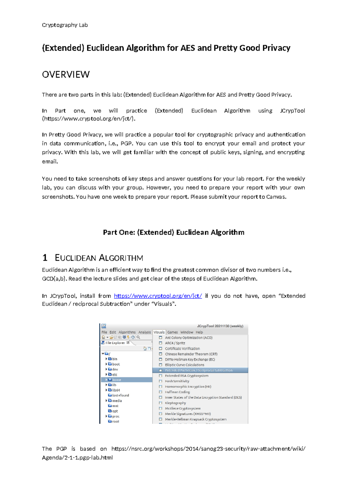 Euclidean and GPG - docx - (Extended) Euclidean Algorithm for AES and Pretty Good Privacy ...