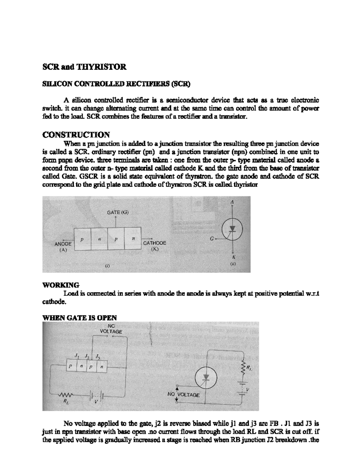 SCR AND Thysistor - BS Electronics Engineering - Studocu