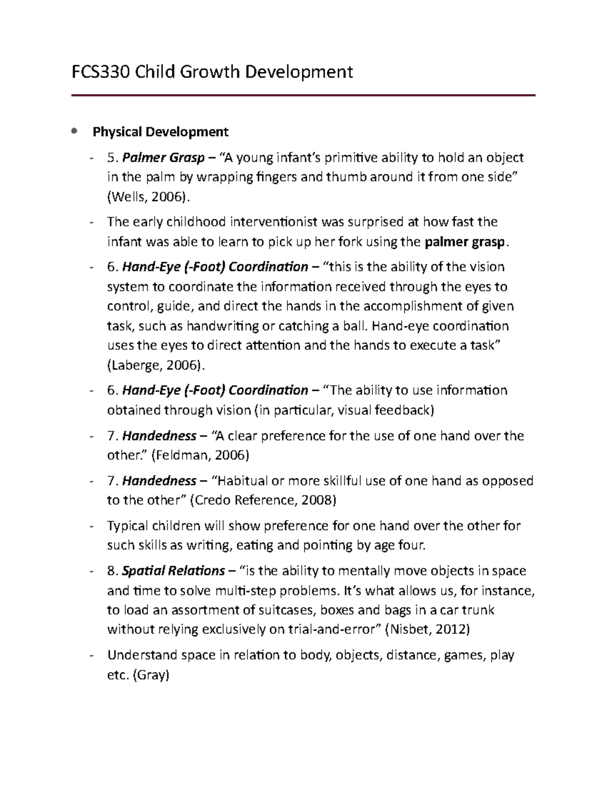 FCS330 Child Growth Development Notes - FCS330 Child Growth Development ...