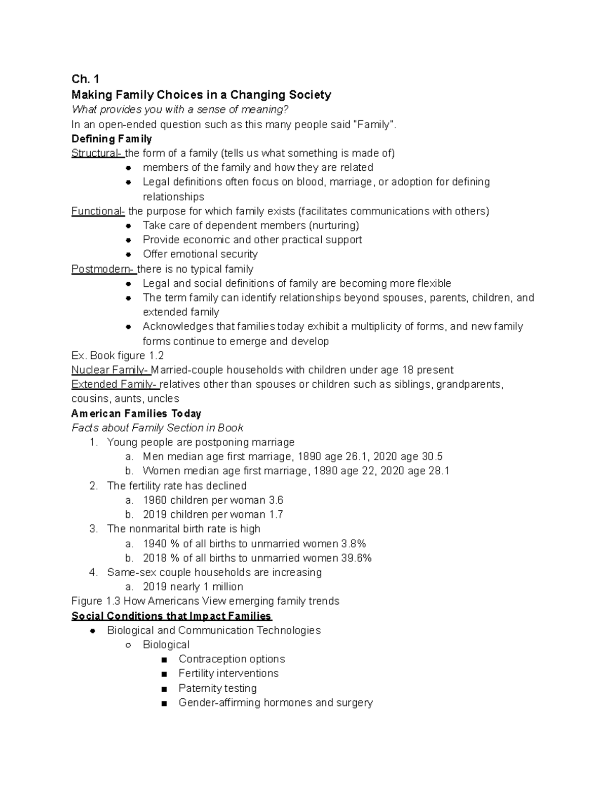 Chapter 1 - Professor Dena Wyum - Ch. 1 Making Family Choices in a ...