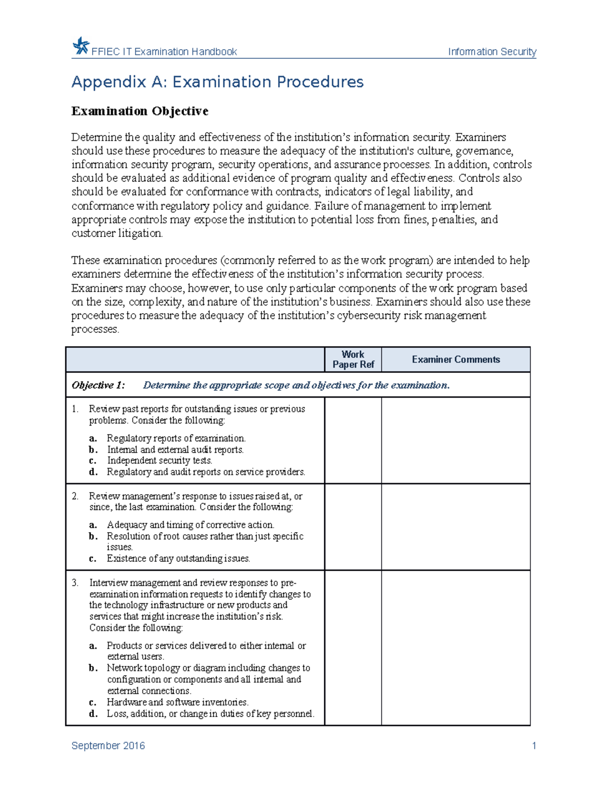Ffiec itworkprogram informationsecurity - Appendix A: Examination Procedures Examination ...