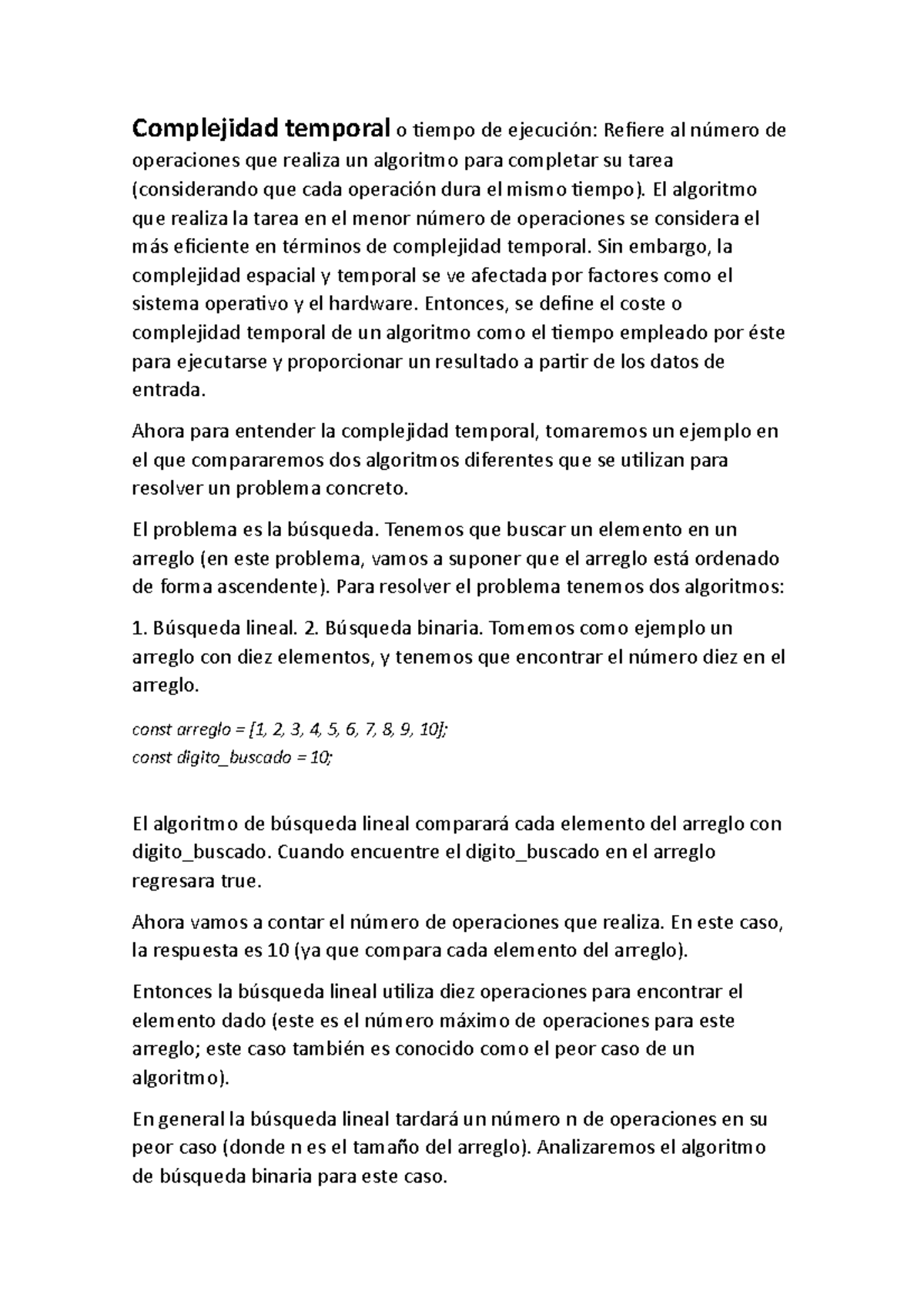 Complejidad Temporal y Complejidad Espacial AED1 Siglo21 - Complejidad ...