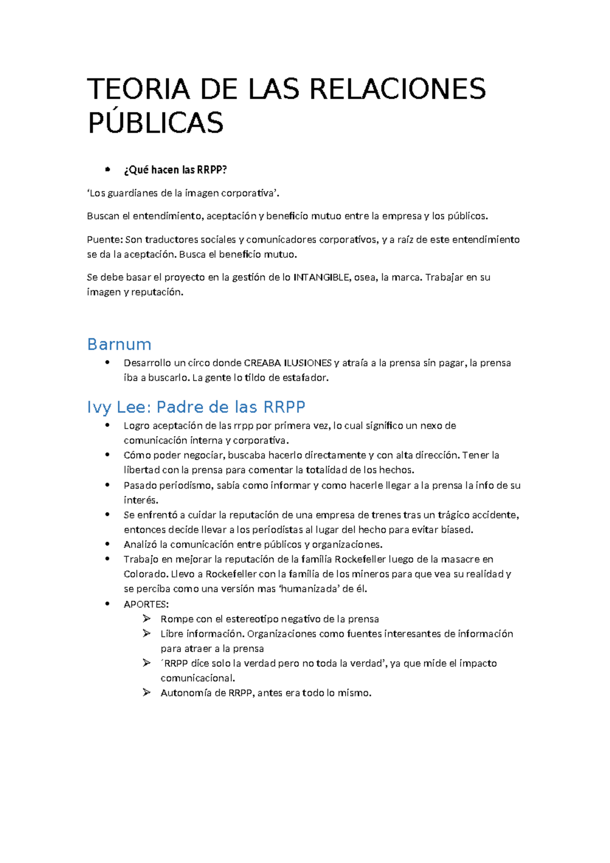 Teoria DE LAS Relaciones PÚ Blicas - TEORIA DE LAS RELACIONES PÚBLICAS ¿Qué hacen las RRPP? ‘Los ...