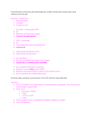 Biochemistry Exam 2 Study Guide - Biochemistry Exam 2: Study Guide ...