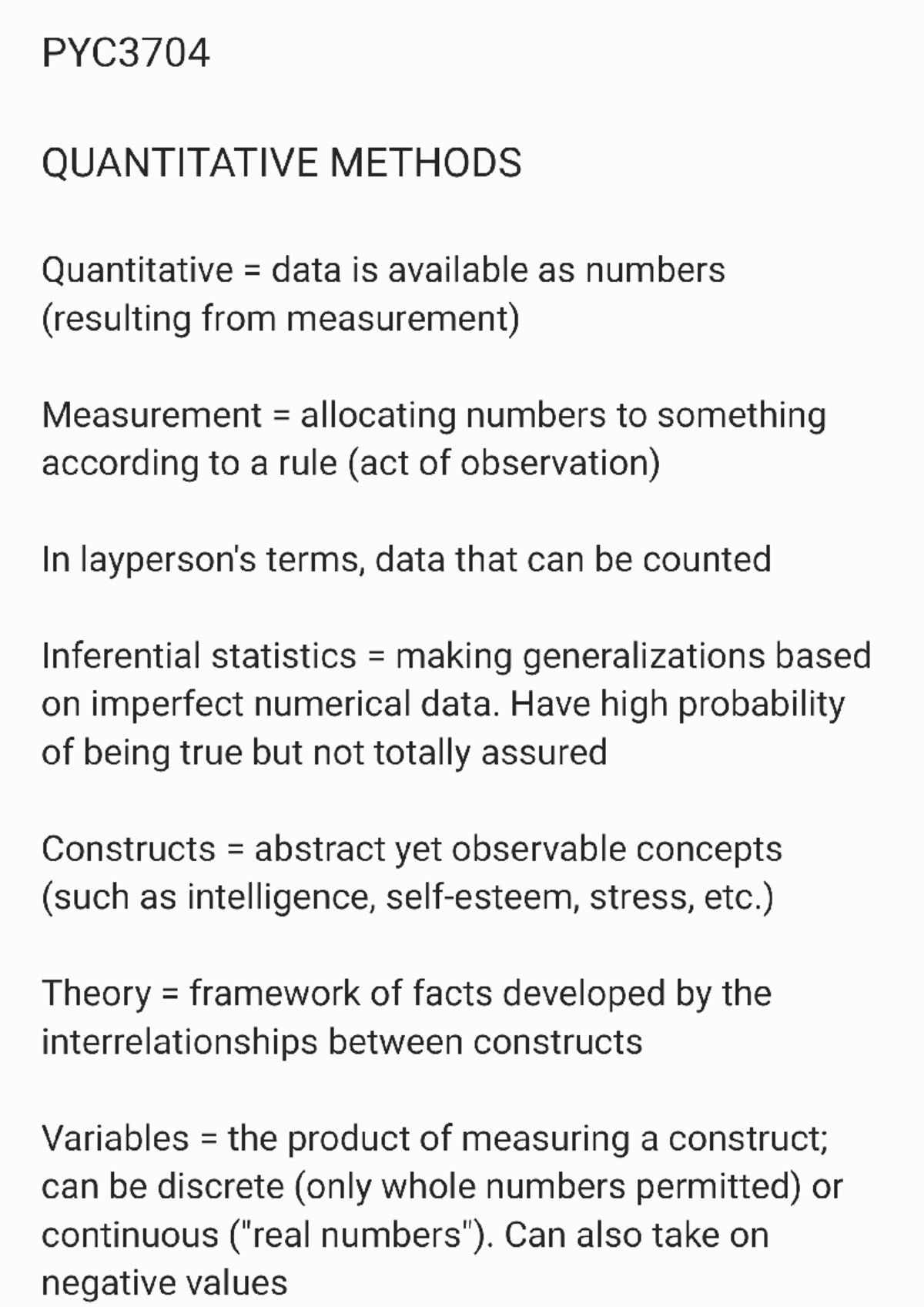 PYC3704 Quantitative methods summary - PYC3704 - Studocu
