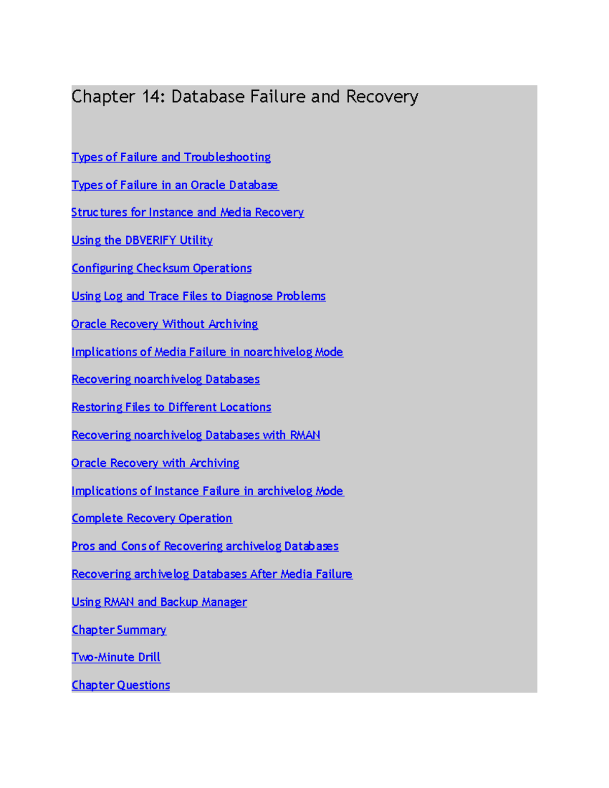 Database failure and recovery - Chapter 14: Database Failure and ...