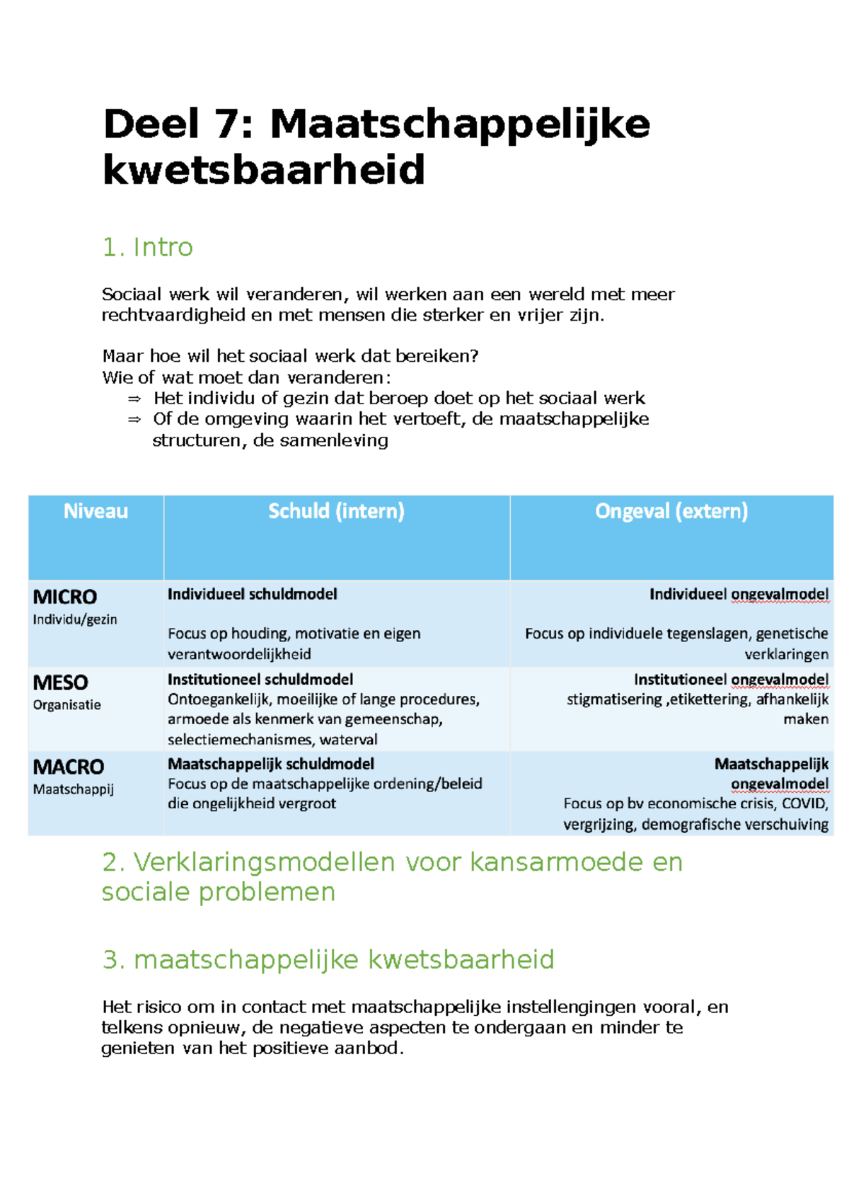 Deel 7- maatschappelijke kwetsbaarheid - Deel 7: Maatschappelijke kwetsbaarheid 1. Intro Sociaal ...
