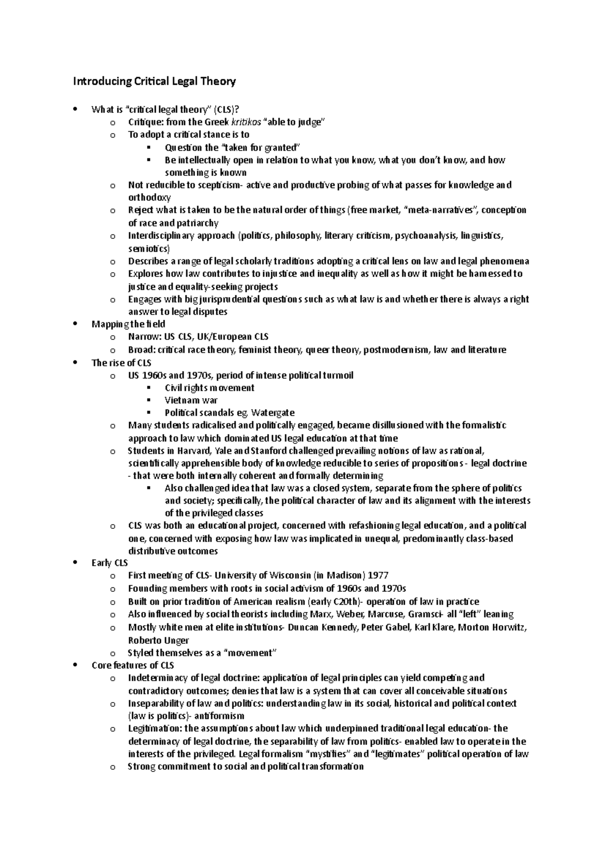 Introducing Critical Legal Theory - Watergate o Many students ...