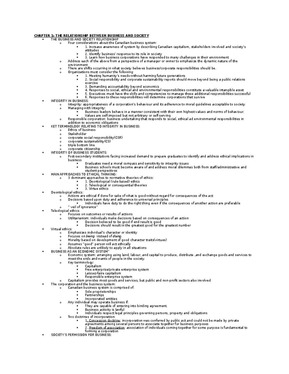 ADM 1101 Midterm Study Guide: Business-Society Dynamics - CHAPTER 1 ...