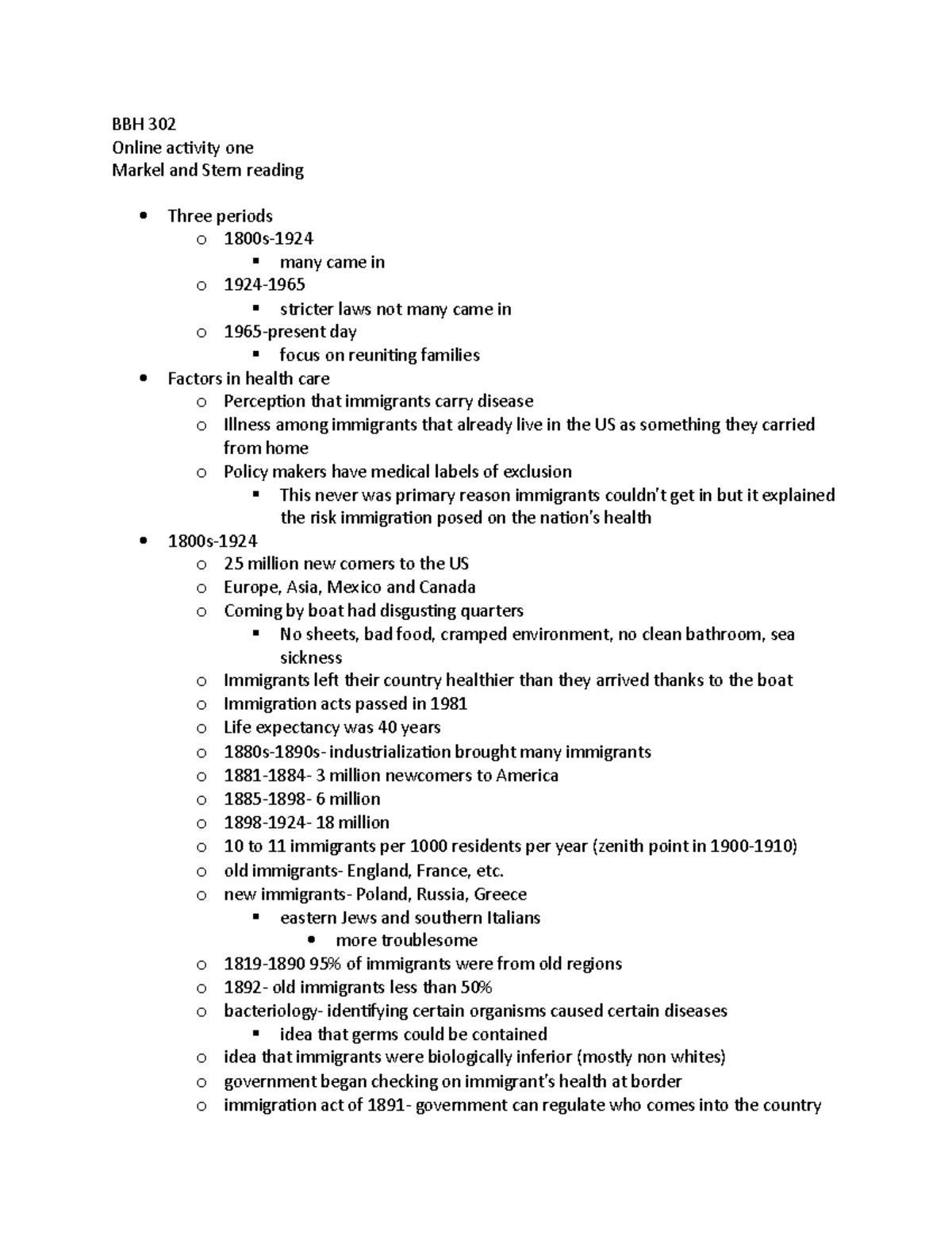 BBH 302 markel reading notes - BBH 302 Online activity one Markel and ...