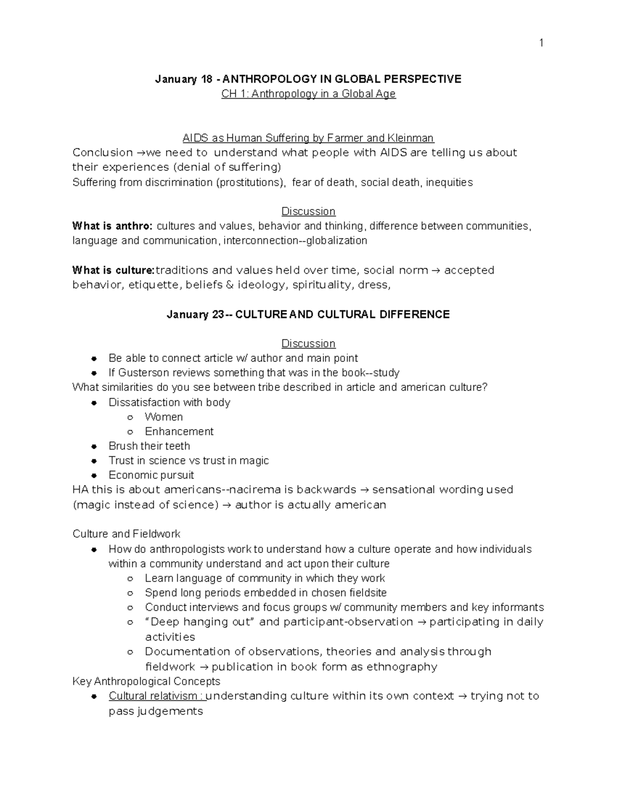 Anthro reading notes - Gusterson - January 18 - ANTHROPOLOGY IN GLOBAL ...