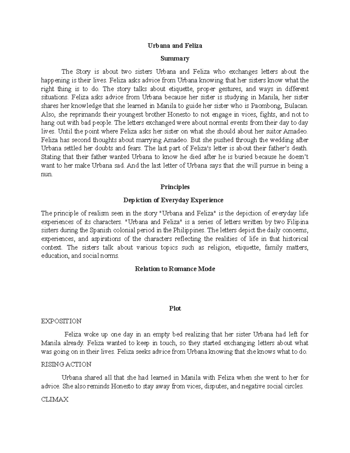 Urbana and Feliza - GFU - Urbana and Feliza Summary The Story is about ...