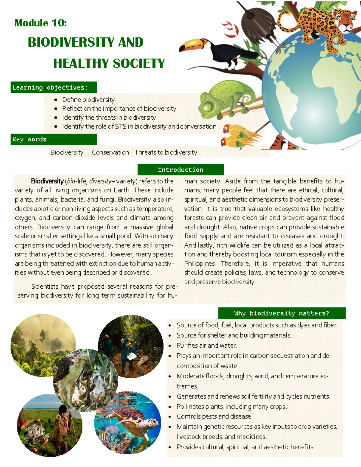 Module 10 Biodoversity and Healthy Society - Module 10: BIODIVERSITY ...