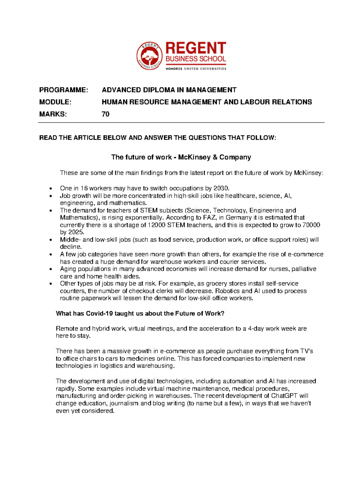 ADM HRLR102-AD-15675 Assignment - PROGRAMME: ADVANCED DIPLOMA IN ...