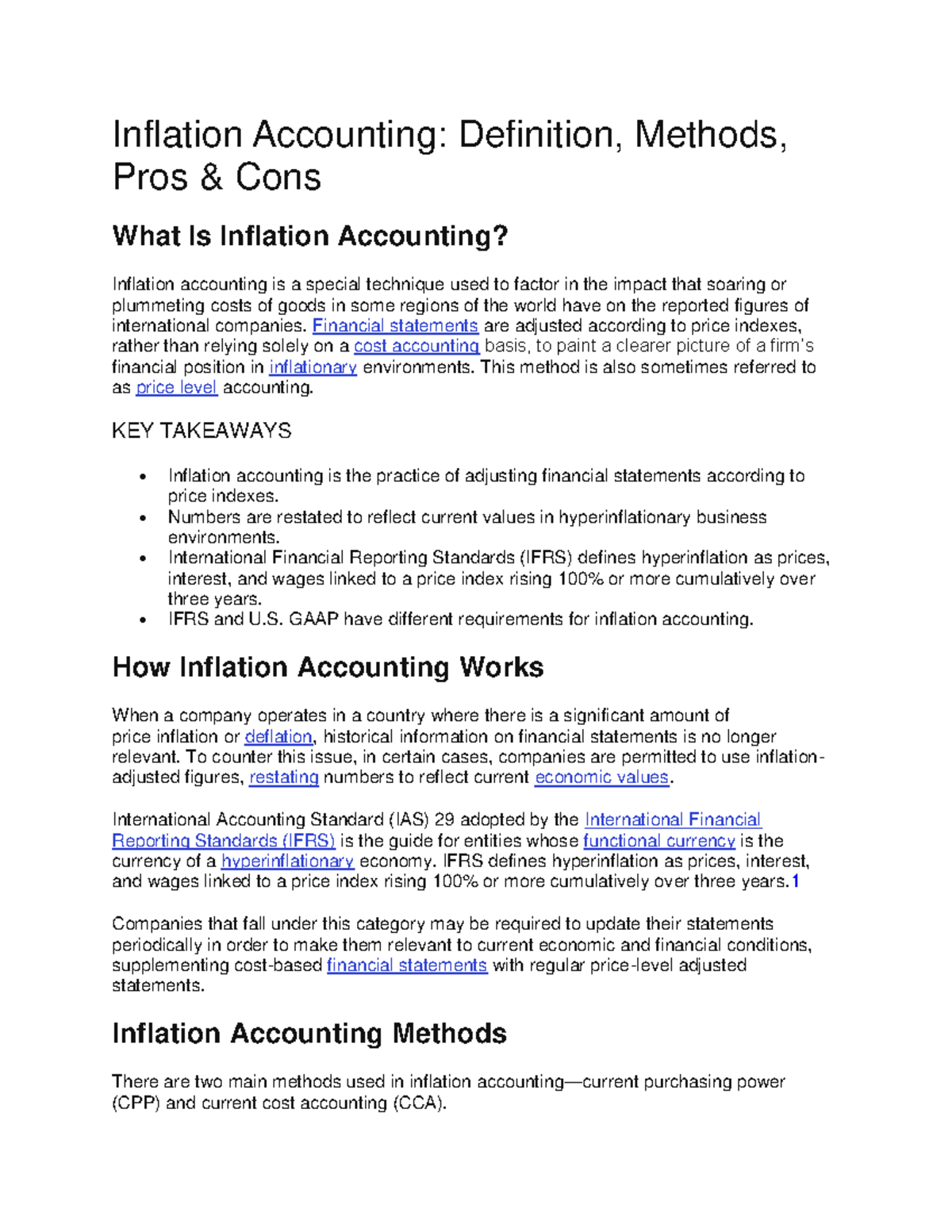 Inflation Accounting - Financial statements are adjusted according to ...