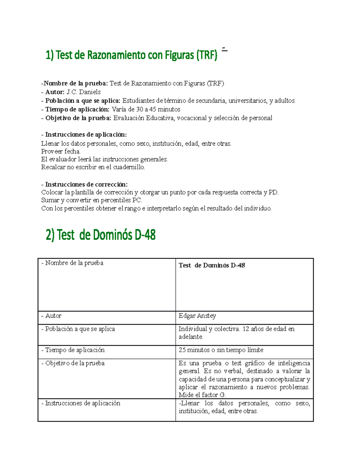 Evaluacion de la Inteligencia -Nombre de la prueba: Test de ...