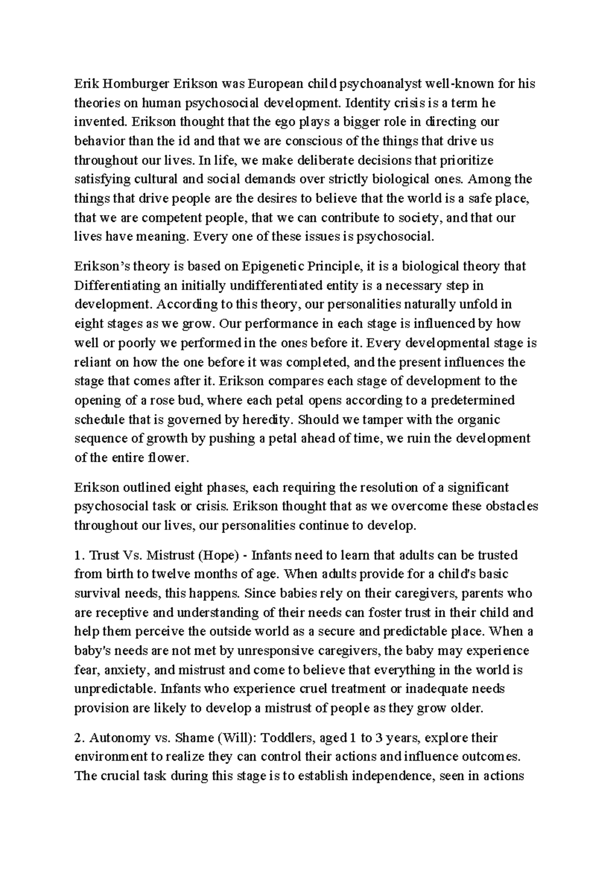 Eric Erikson Theory - Erik Homburger Erikson was European child ...