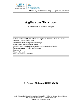 Polynômes - Résumé de cour d'algèbre 1 + Applications - 20 M a t h é m ...