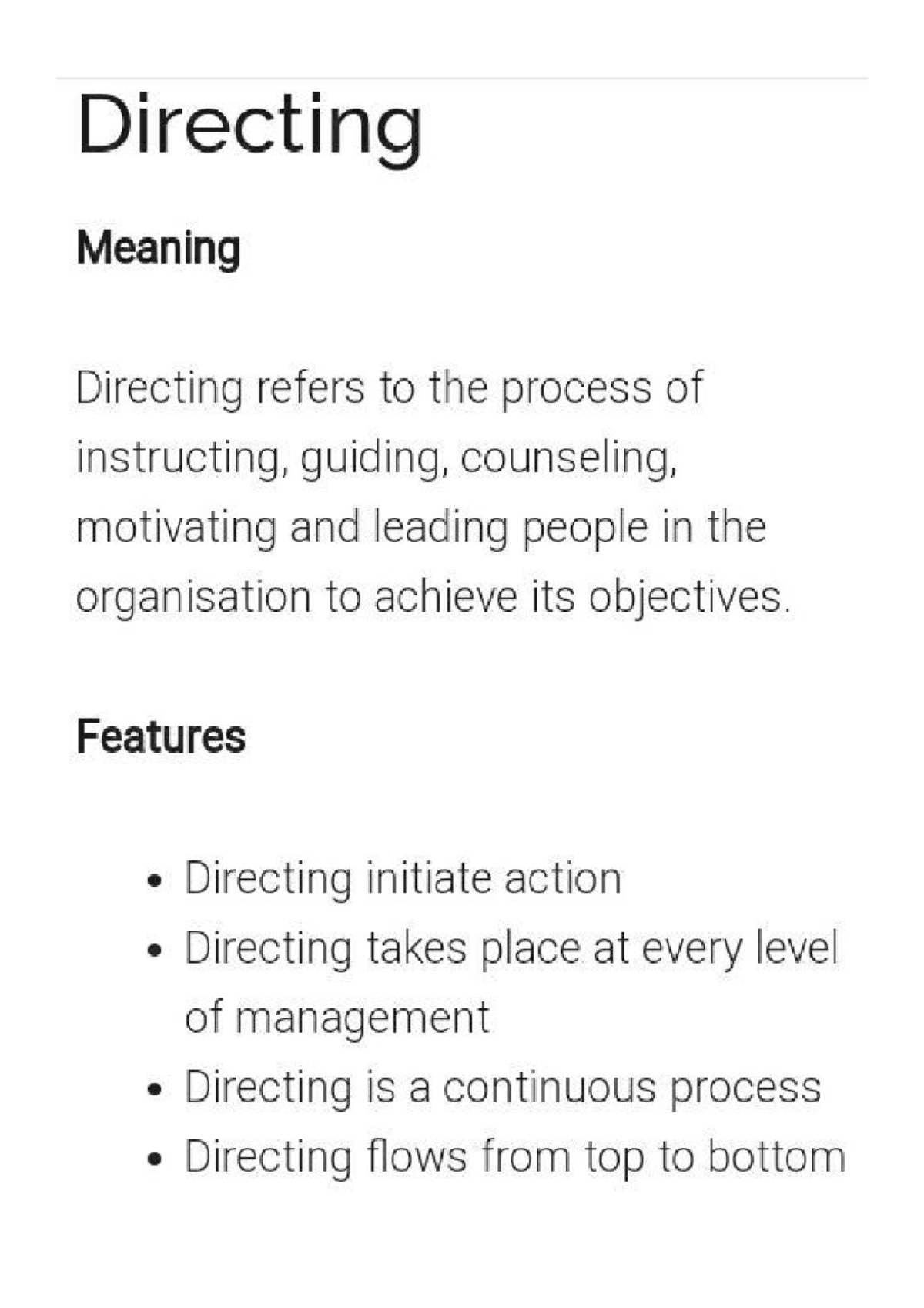 Directing ,b com 1st semester - Business management - Studocu