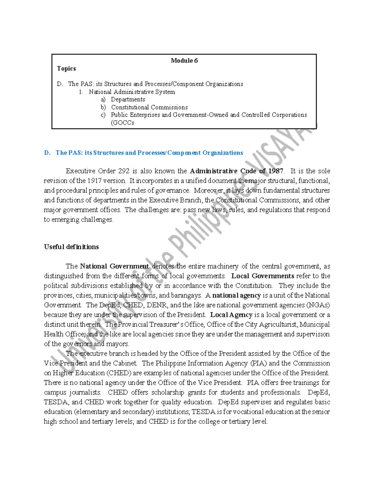 Module Week-6-cont - Hshakasndbiwjdbd - D. The PAS: its Structures and ...