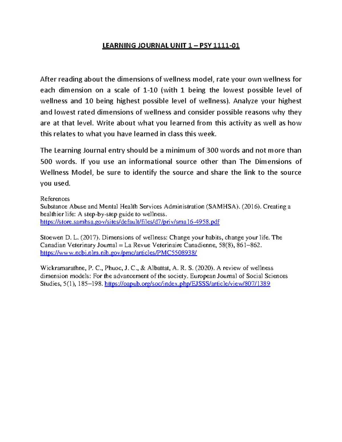 LEARNING JOURNAL UNIT 1 – PSY 1111-01 - LEARNING JOURNAL UNIT 1 – PSY ...