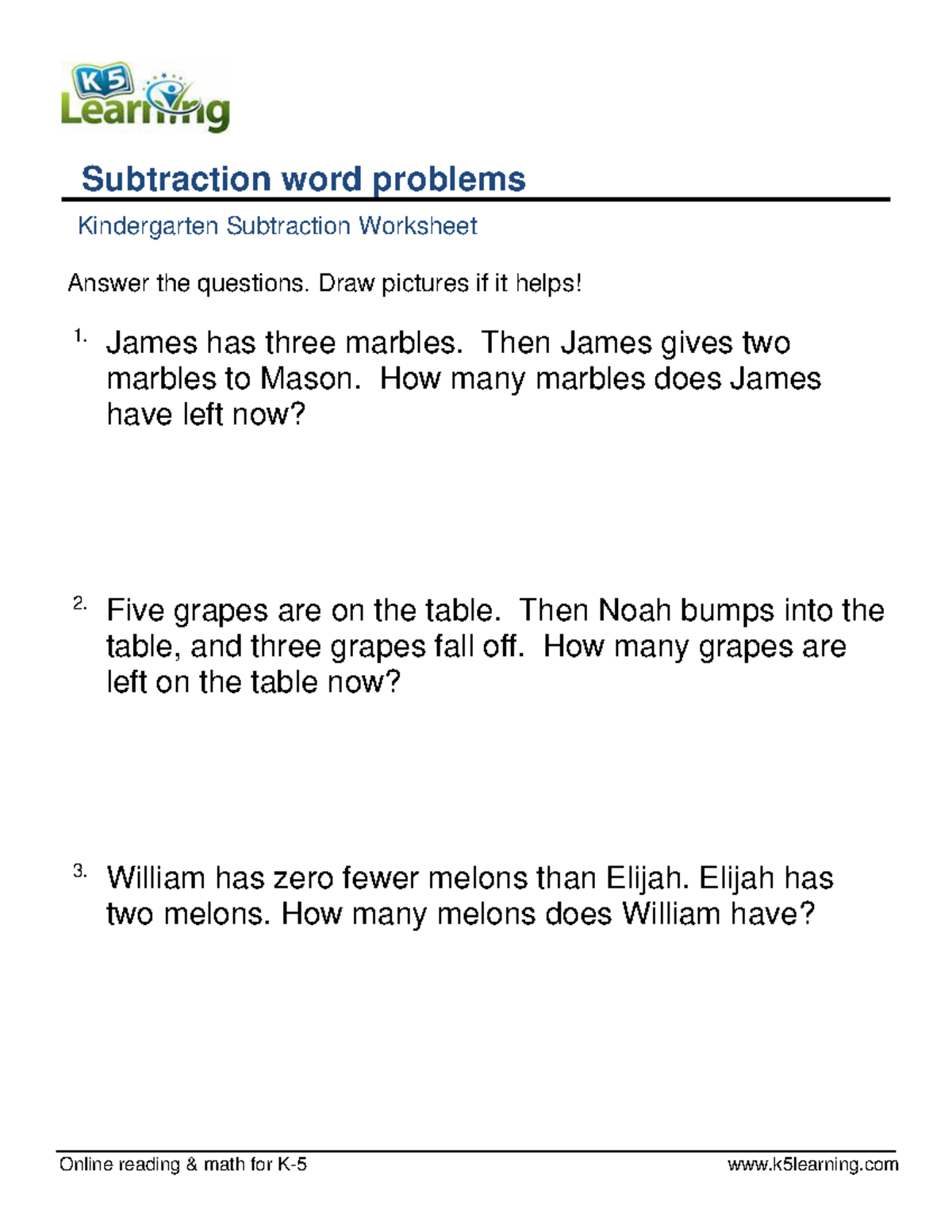 Math word problems kindergarten 2 - Online reading & math for K-5 ...
