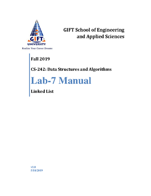 CS-241- C - DSA - Quiz-2 - Solution - BS-CS / BS-SE Program CS-241 GIFT ...