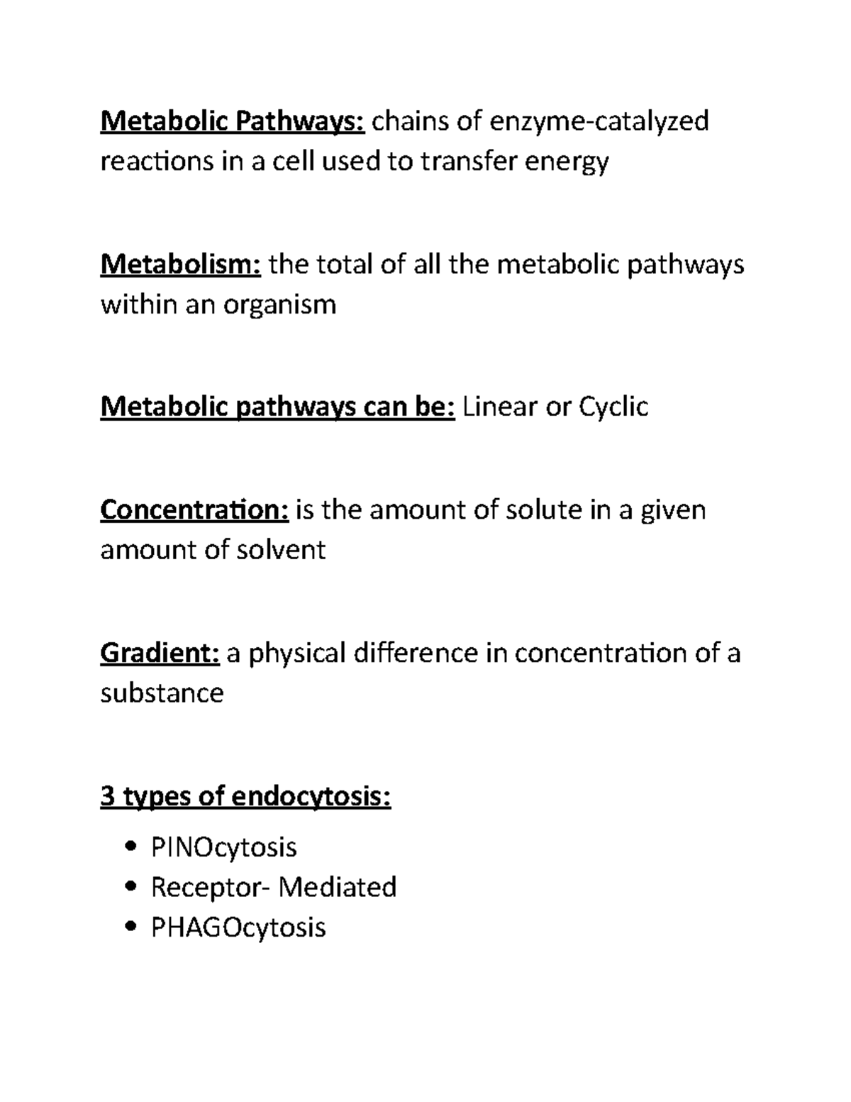 QUIZ Notes - energy transport and plasma membrane - Metabolic Pathways ...