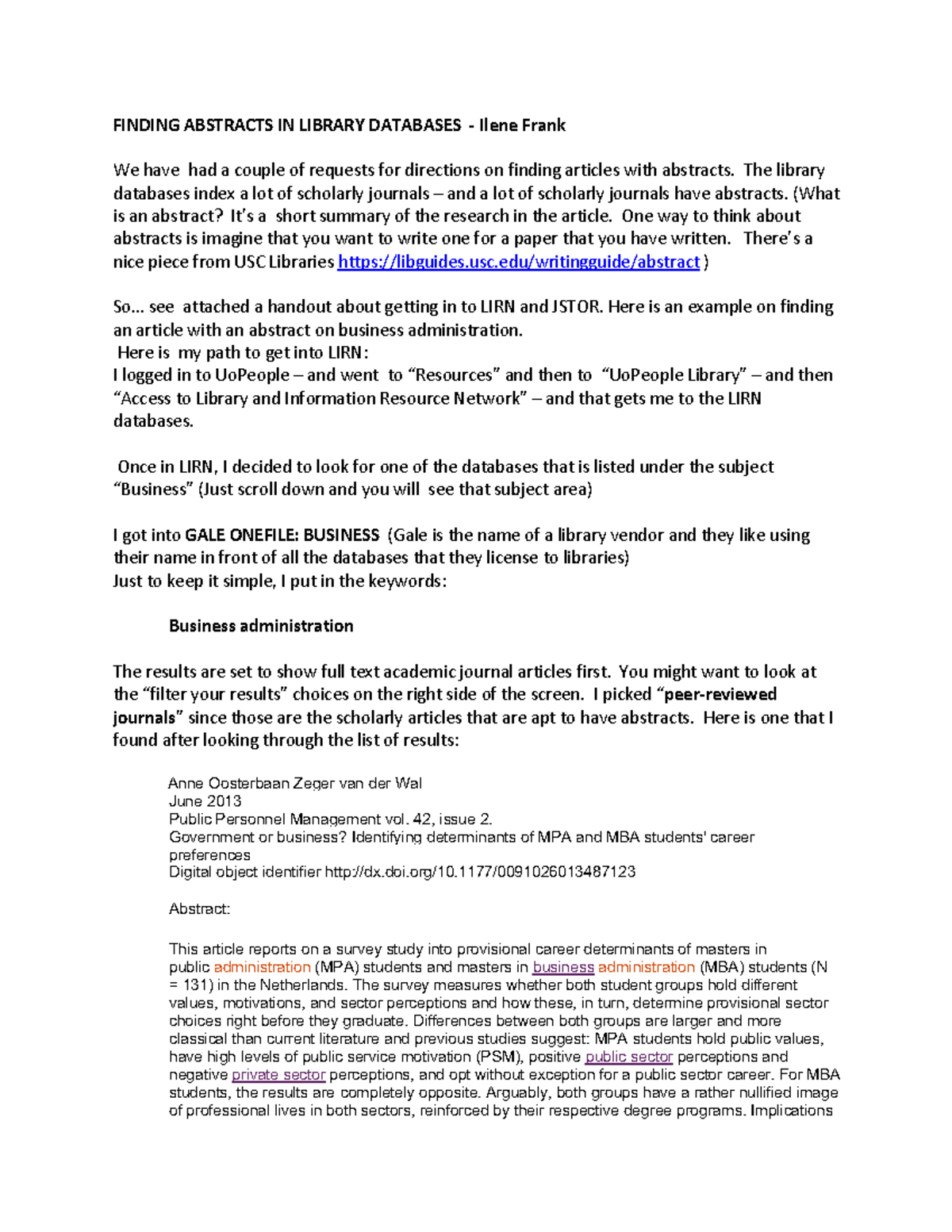 Finding an article with an abstract summary - English - Univ-K - Studocu