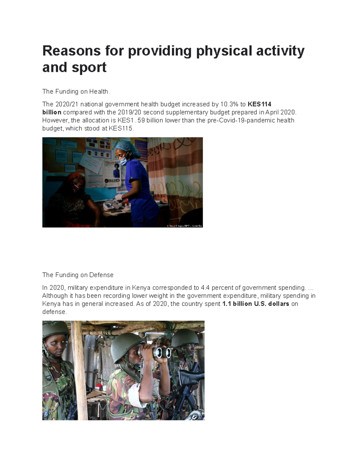 Reasons for providing physical activity and sport - Reasons for ...
