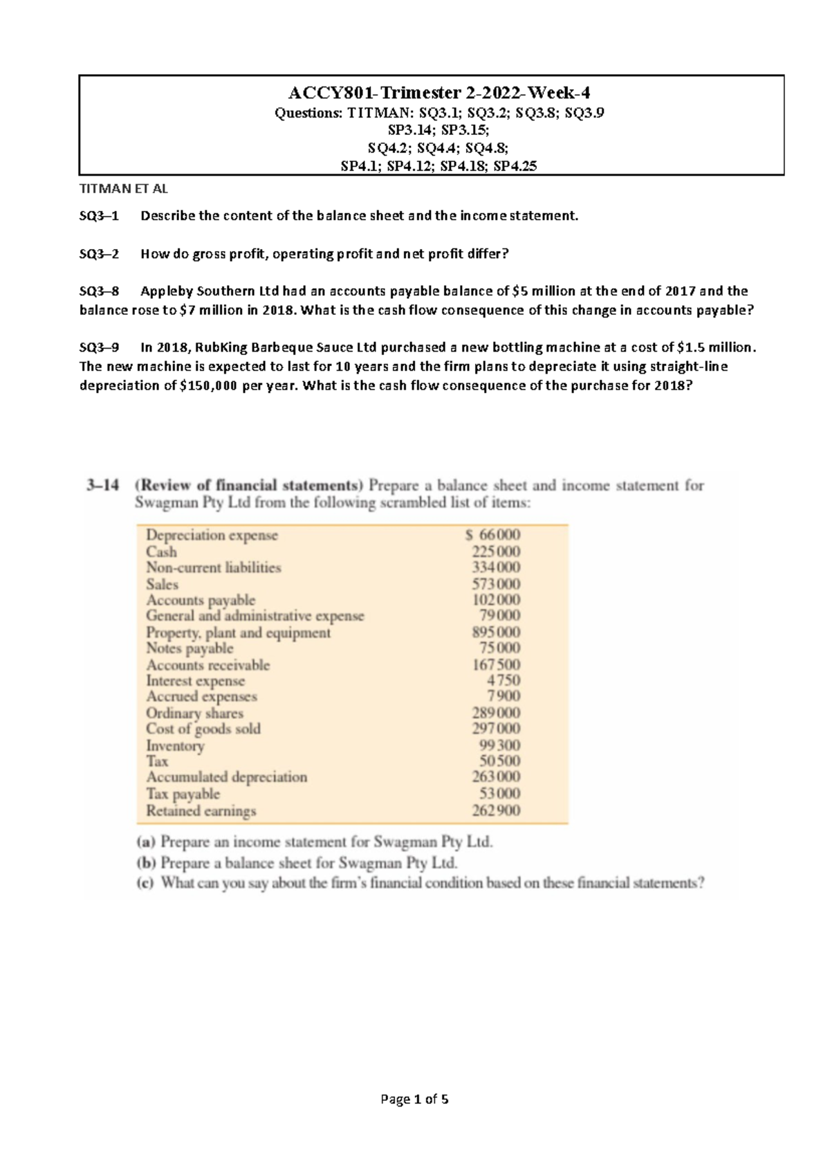 Tutorial Questions Week 4 T2 2022 - ACCY801-Trimester 2-2022-Week ...
