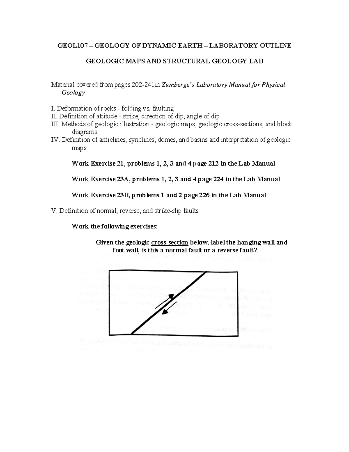 GEOL107 Lab 7 Geologic Maps Structural Geology Lab Outline - GEOL107 – GEOLOGY OF DYNAMIC EARTH ...