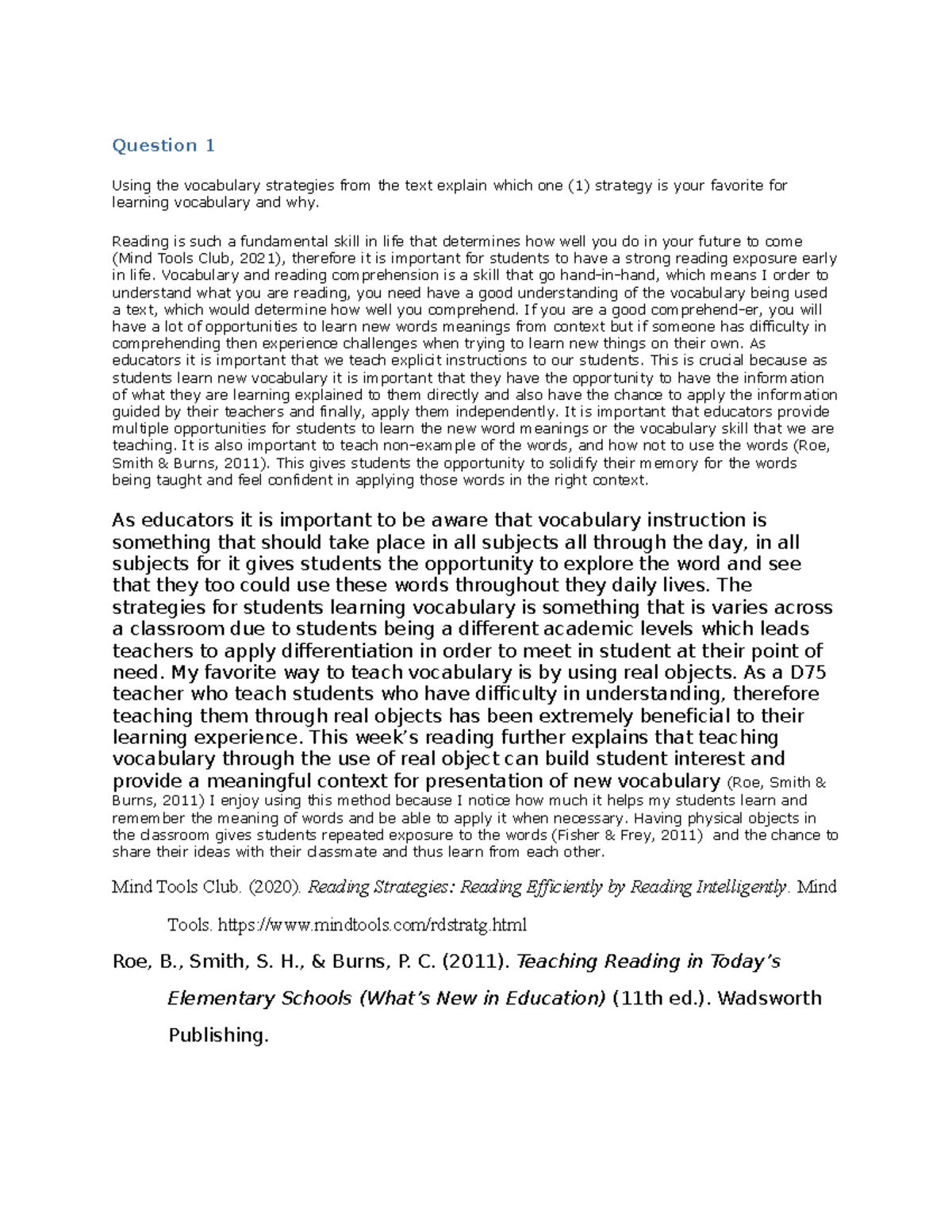 Week 4 - assignment - Question 1 Using the vocabulary strategies from the text explain which one ...