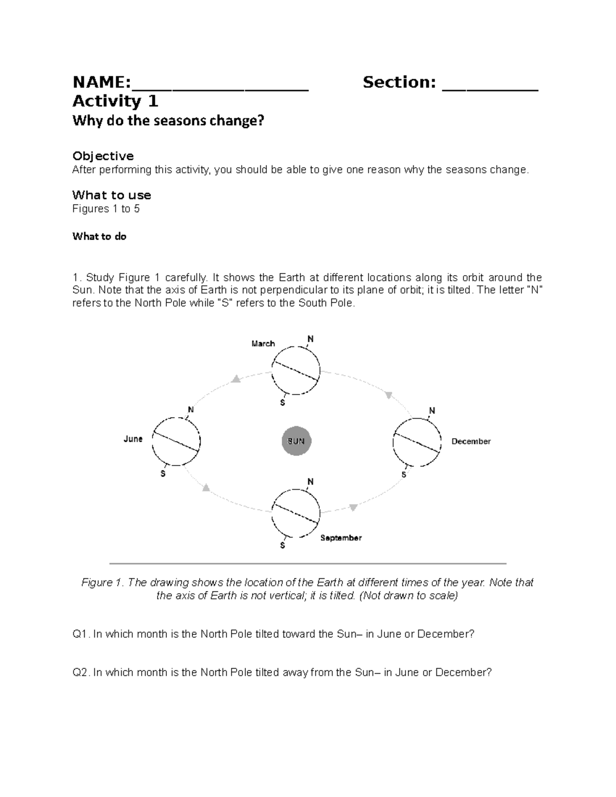 Activity 1 Seasons Change - NAME:______________________Section ...