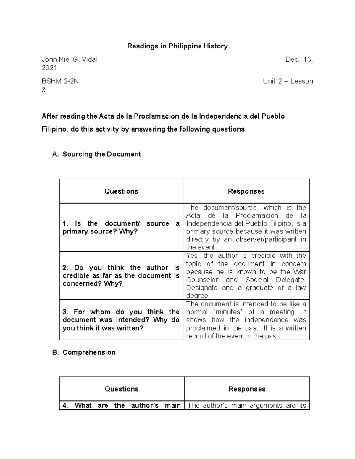 Readings in Philippine History Unit 2 Lesson 3 - Readings in Philippine ...