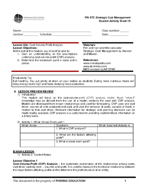 SAS5-FIN073 - Strategic Cost and Management - Student Activity Sheet ...