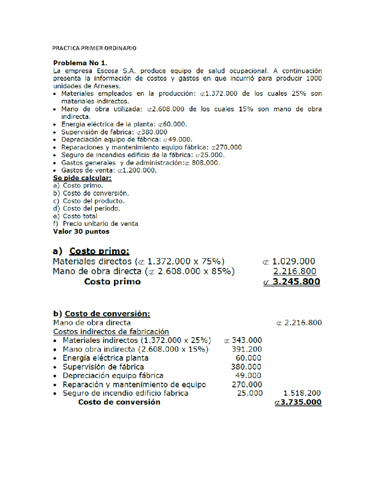 Practica 2 del primer ordinario - Contabilidad de Costos I - PRACTICA ...