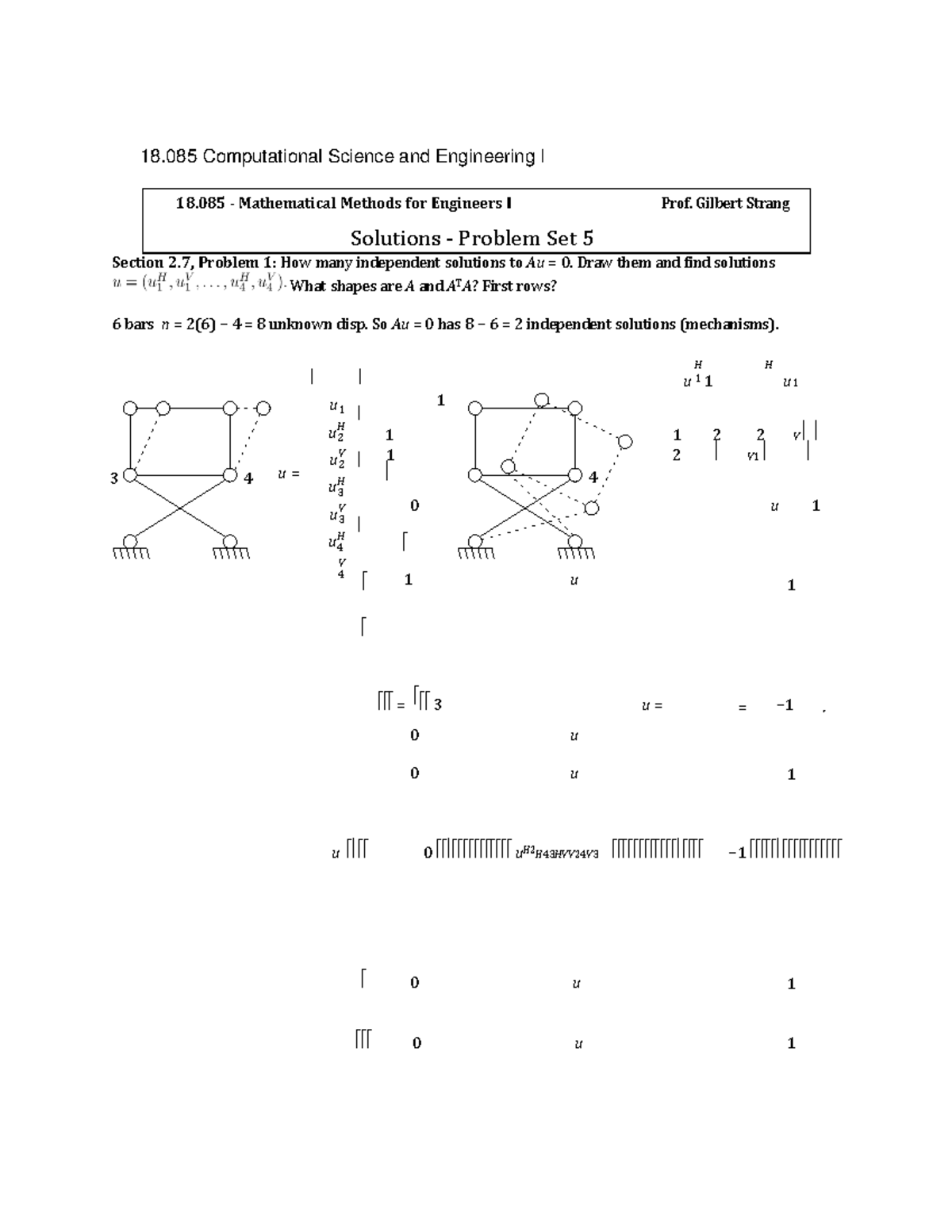 Solutions - Problem Set 5 - Gilbert Strang Section 2, Problem 1 : How ...