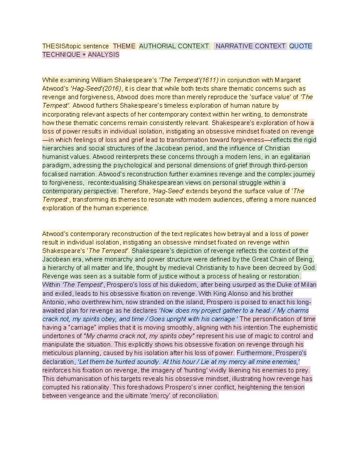 MOD A HSC Essay Final - THESIS/topic sentence THEME AUTHORIAL CONTEXT ...