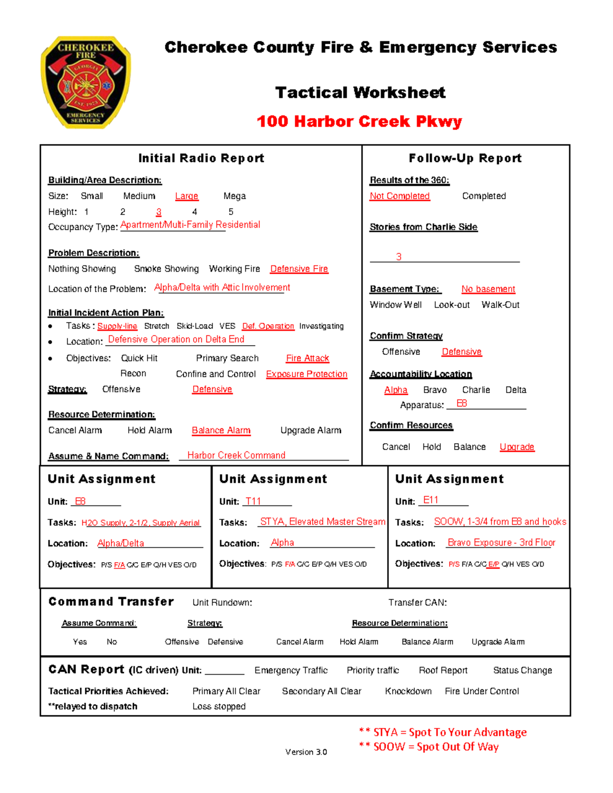 Tactical Worksheet - Multi-Family 2 Example 06 - Version 3. Cherokee ...