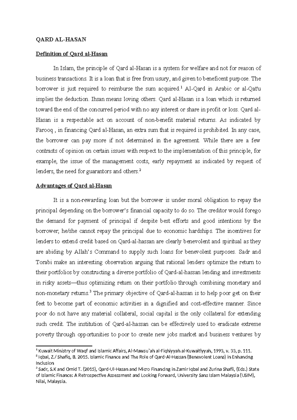 Assignment islamic transaction group is done - QARD AL-HASAN Definition ...